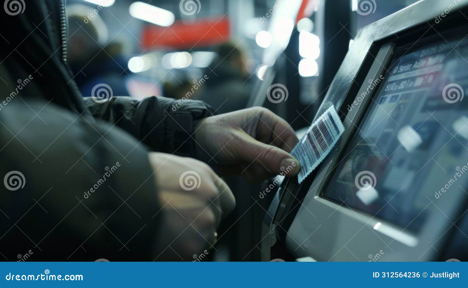 A Closeup of a Ticket Being Scanned with the Ticketing System ...