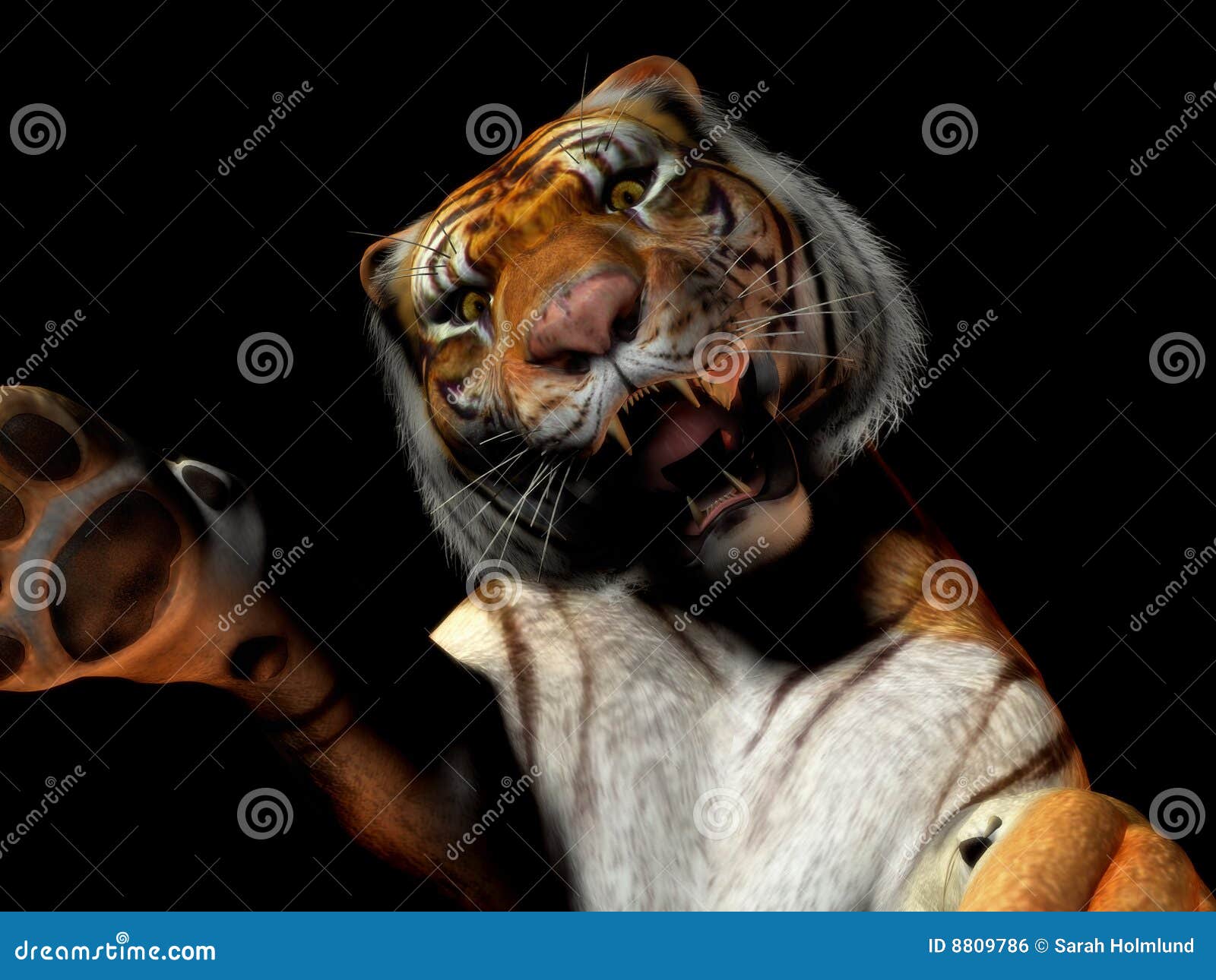 Closeup of tiger attacking stock illustration. Illustration of powerful ...
