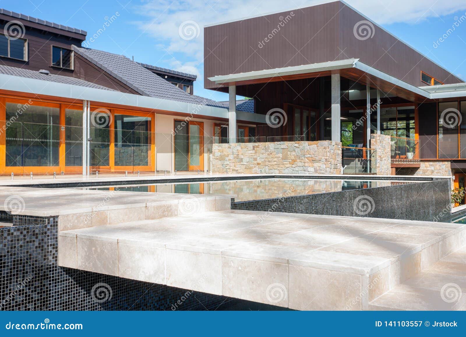Closeup of a Tile Bridge beside a Hotel Pool Stock Image - Image of ...