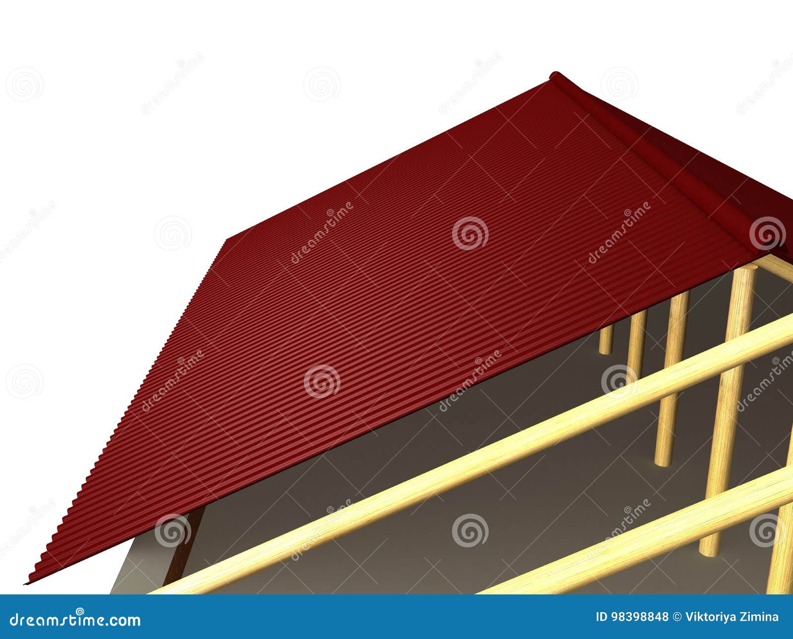 Closeup Tiled Roof 3d Rendering Stock Illustration - Illustration of ...