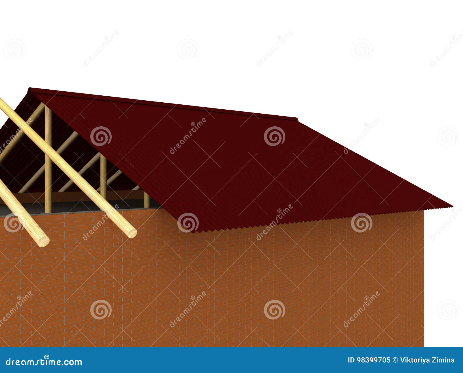 Closeup Tiled Roof 3d Rendering Stock Illustration - Illustration of ...
