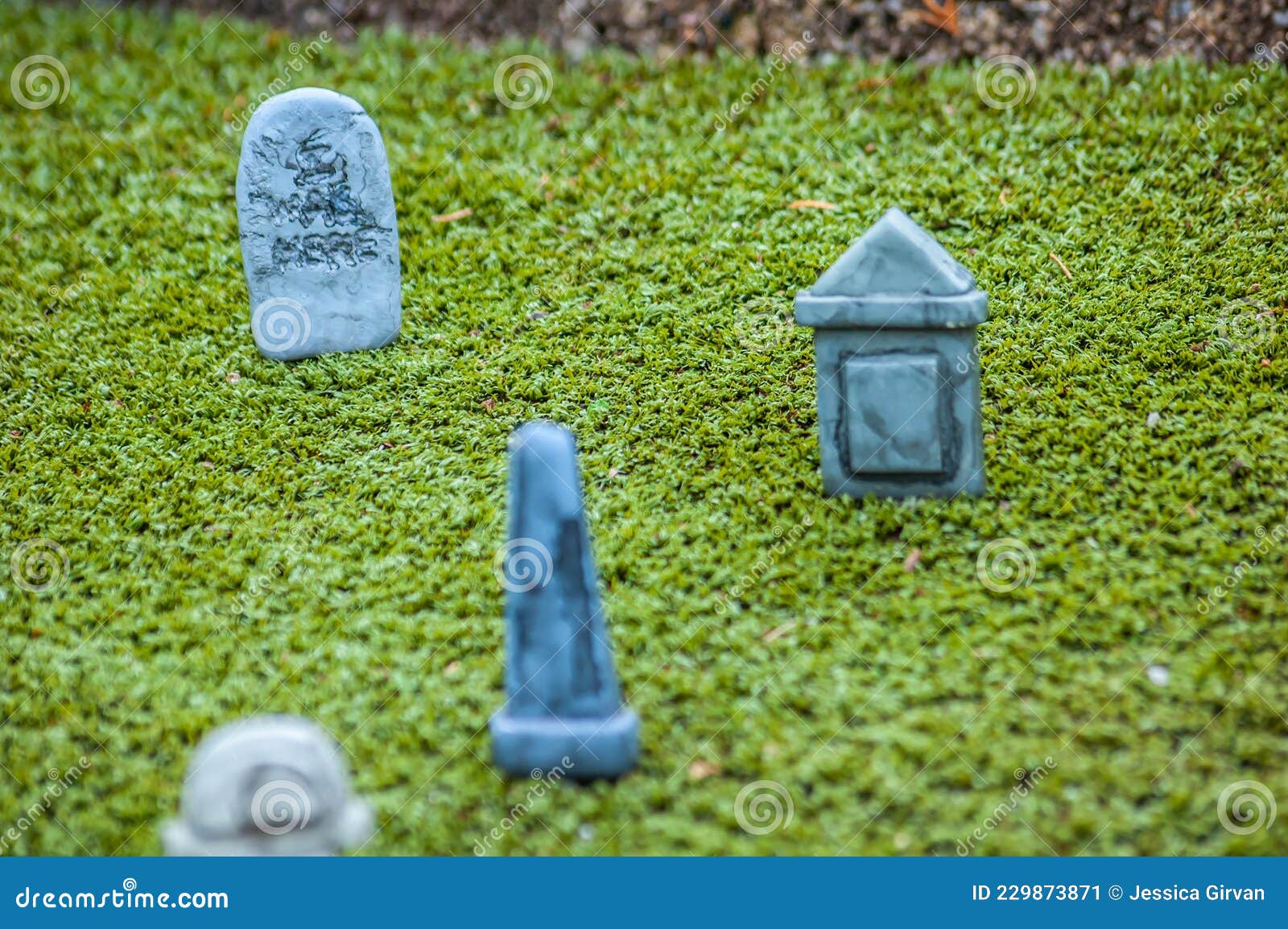 Closeup of Tiny Model Gravestones in a Graveyard Stock Image - Image of ...