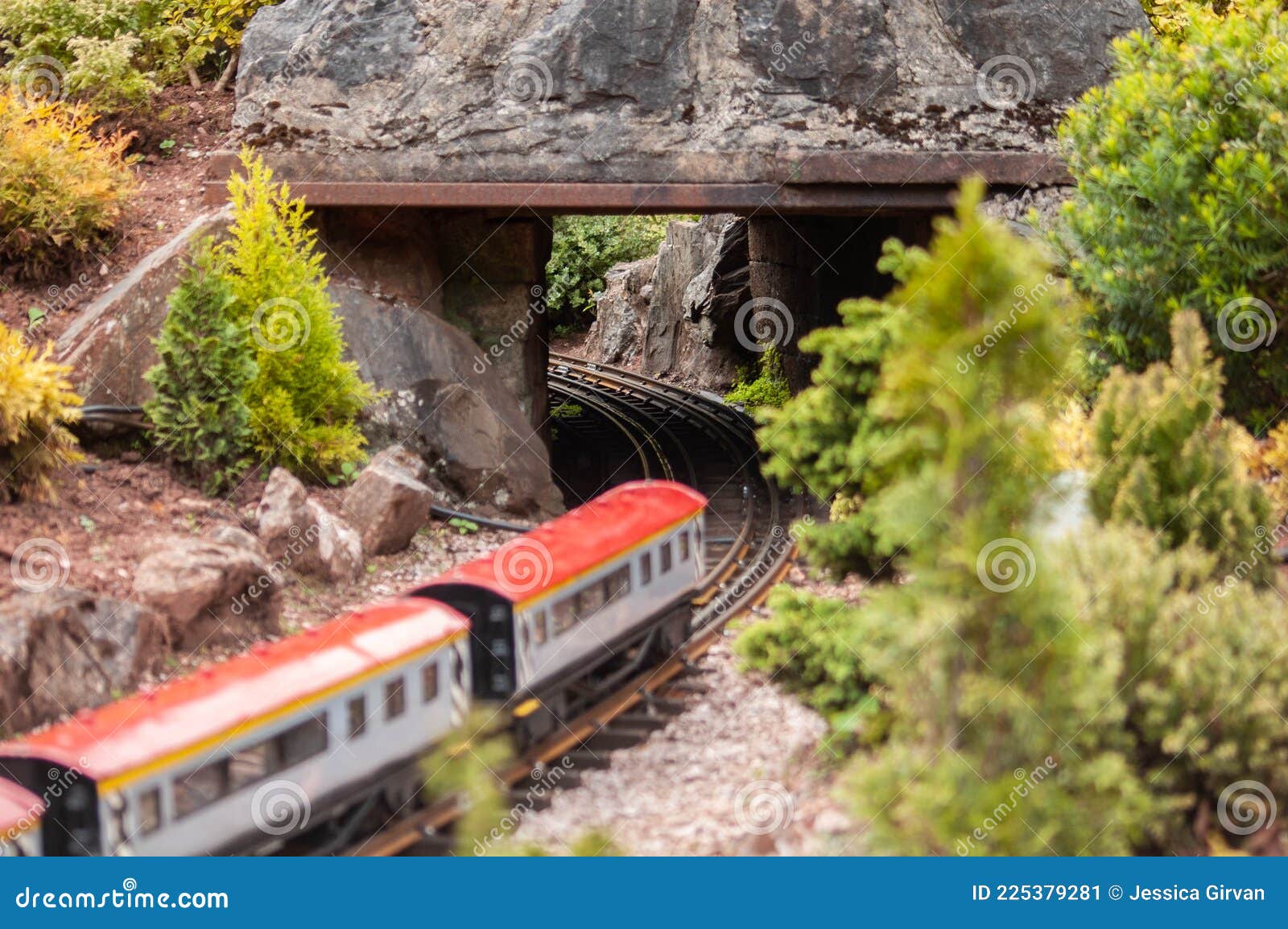 Closeup of Tiny Model Train on a Railway Track Stock Image - Image of ...