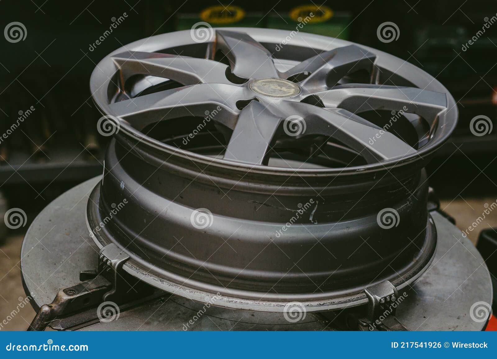 Closeup of a Tire Rim in a Workshop Stock Photo - Image of workshop ...