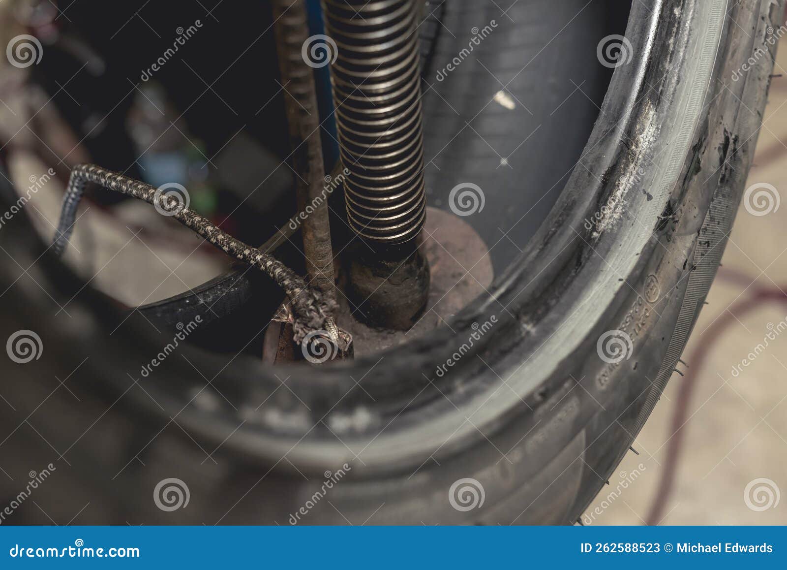 Closeup of a Tire Vulcanizing Machine Clamping a Down on a Piece of ...
