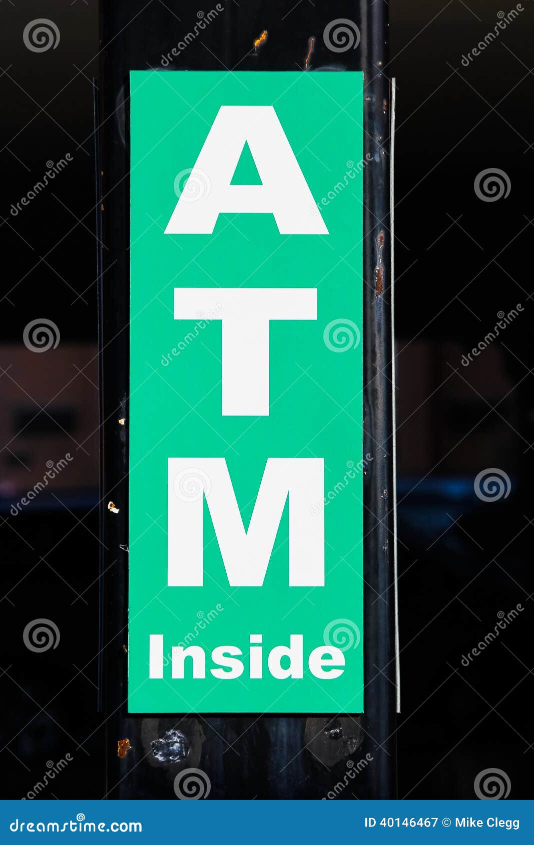 Closeup to an ATM sign stock image. Image of vertical - 40146467