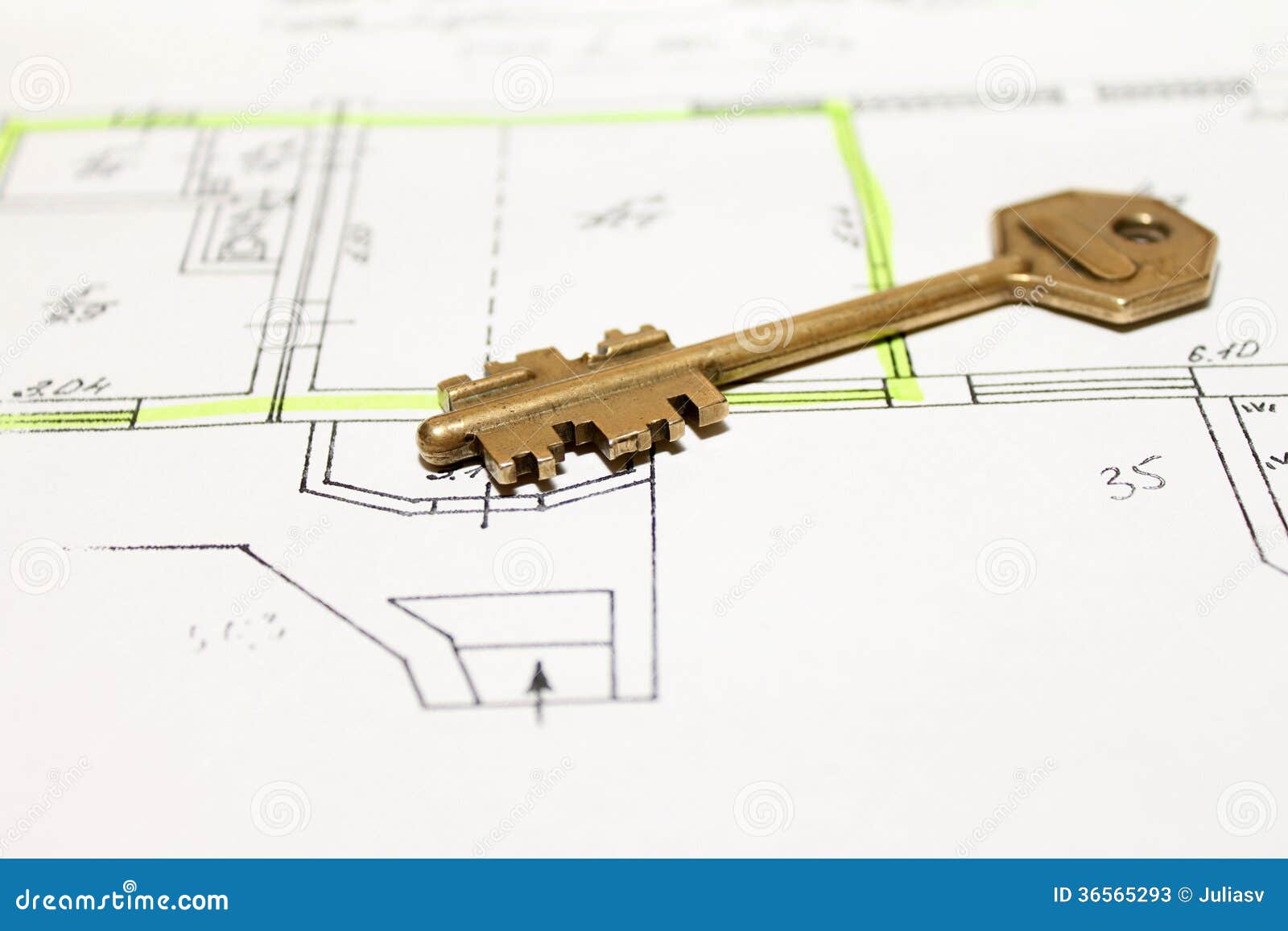 Closeup To Key on House Plan Stock Image - Image of buyer, floor: 36565293