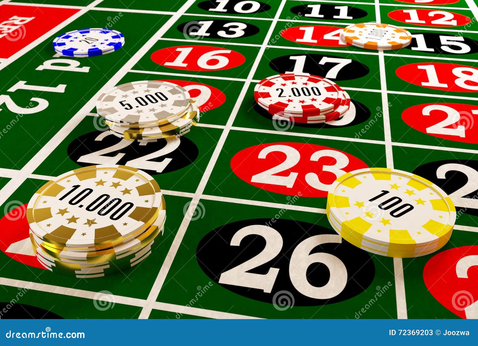 Closeup of a Tokens Stacks on the Roulette Table Stock Illustration ...