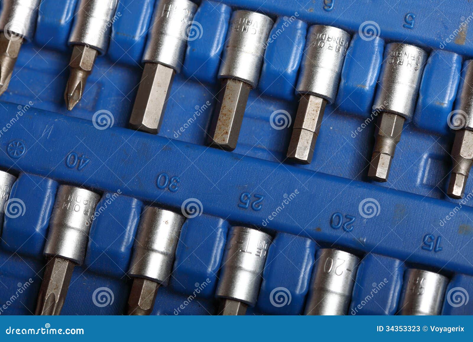 Closeup Toolkit Set Tools in Blue Box Stock Image - Image of plier ...