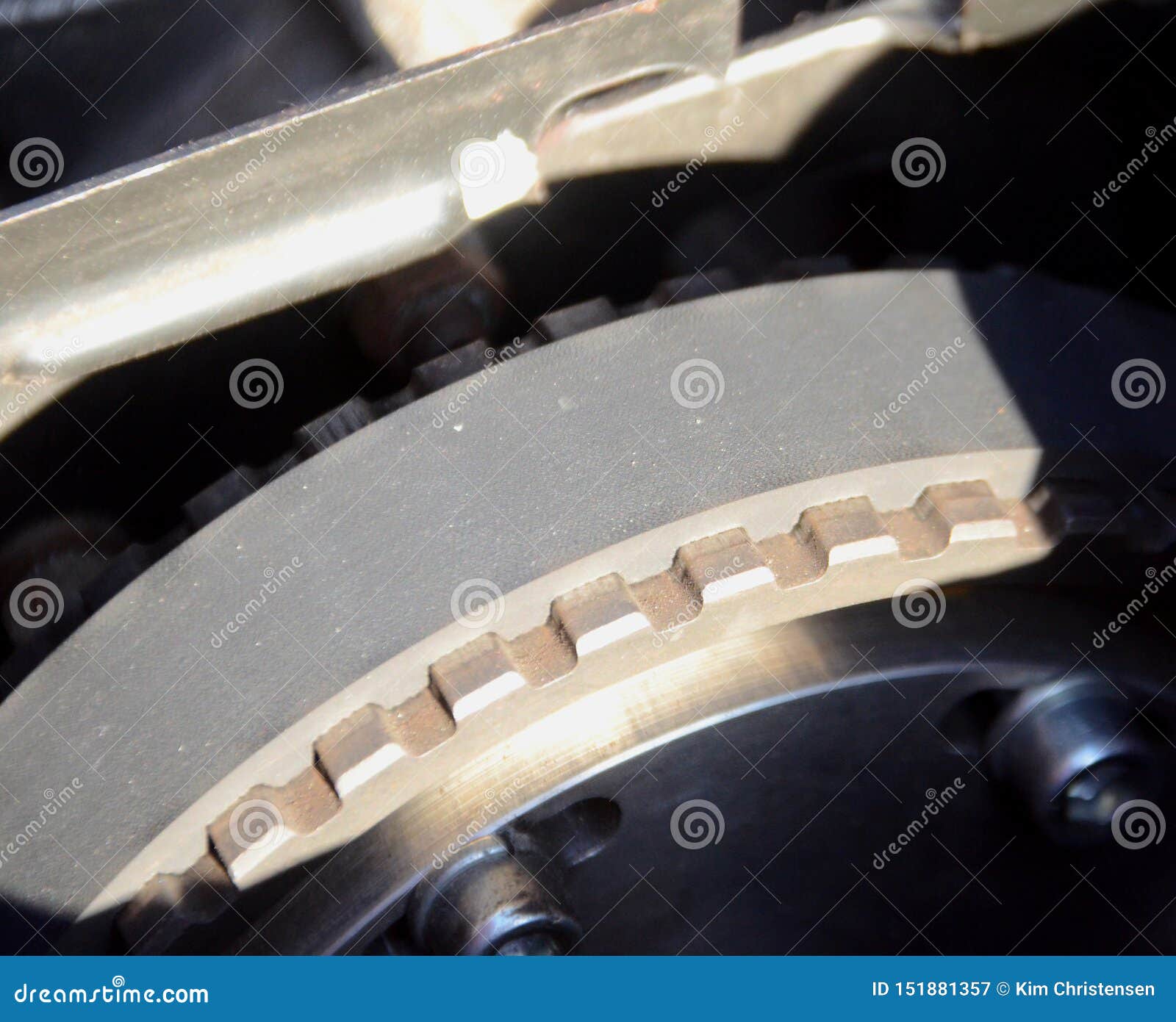 Closeup on Toothed Belt on a Wheel Stock Image - Image of belt ...