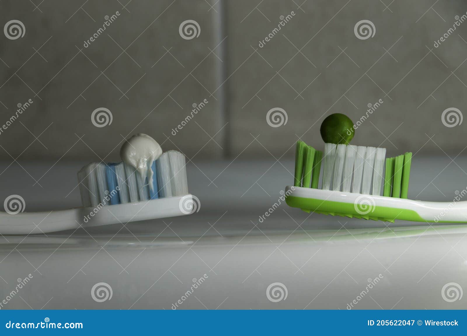Closeup of Toothpaste Squeezed on the Toothbrushes Stock Image - Image ...