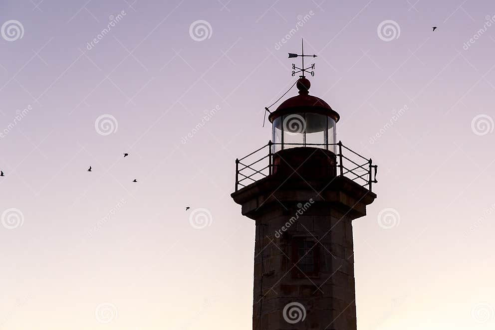Closeup of the Top of a Lighthouse Against Sky Stock Image - Image of ...