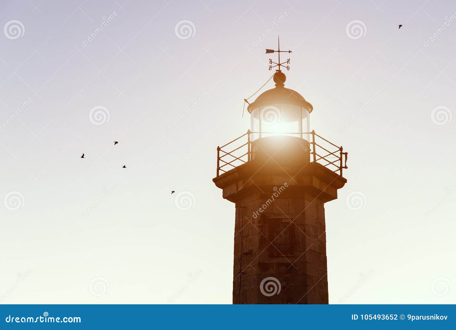 Closeup of the Top of a Lighthouse Against Sky Stock Photo - Image of ...