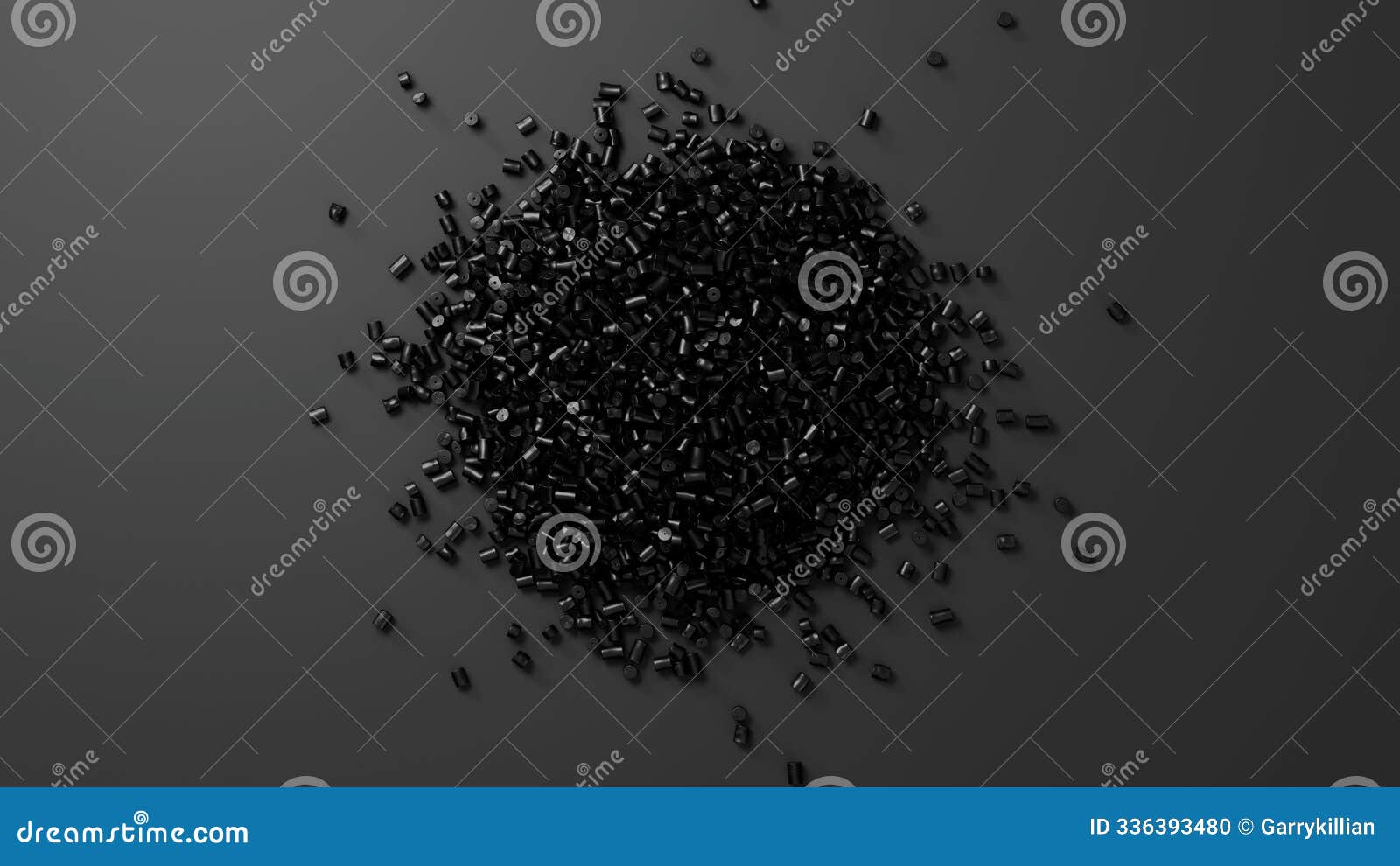 Closeup Top View on Black Plastic Polypropylene Granules Heap Centered ...
