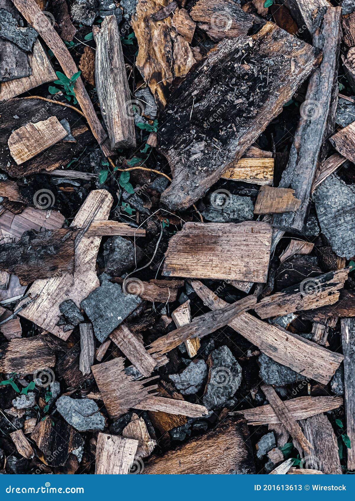 Closeup Top View of Burnt Down Rubble and Debris Stock Image - Image of ...