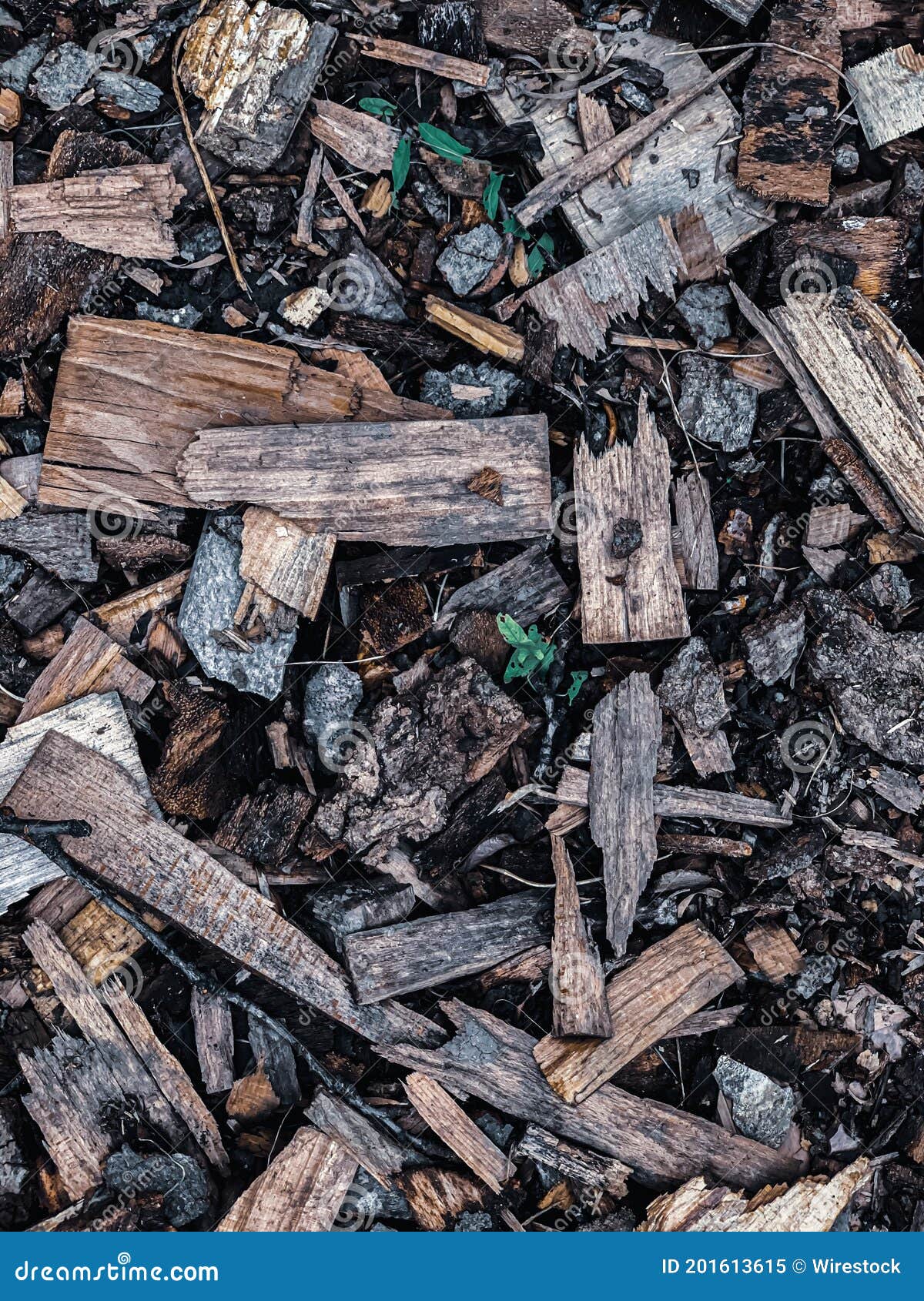 Closeup Top View of Burnt Down Rubble and Debris Stock Image - Image of ...