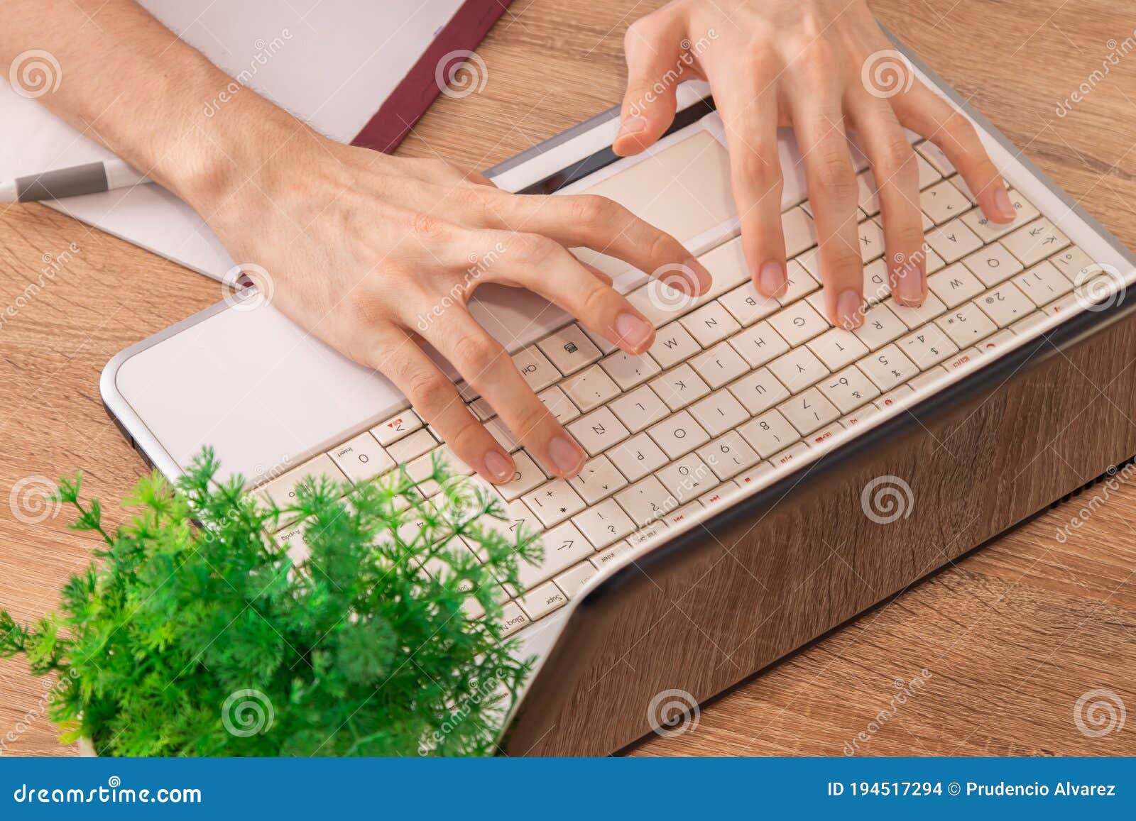 Top View of Hands Typing on Computer Stock Photo - Image of button ...