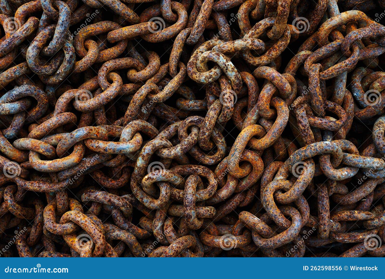 Closeup Top View of Old Rusty Chains Pile Stock Photo - Image of iron ...