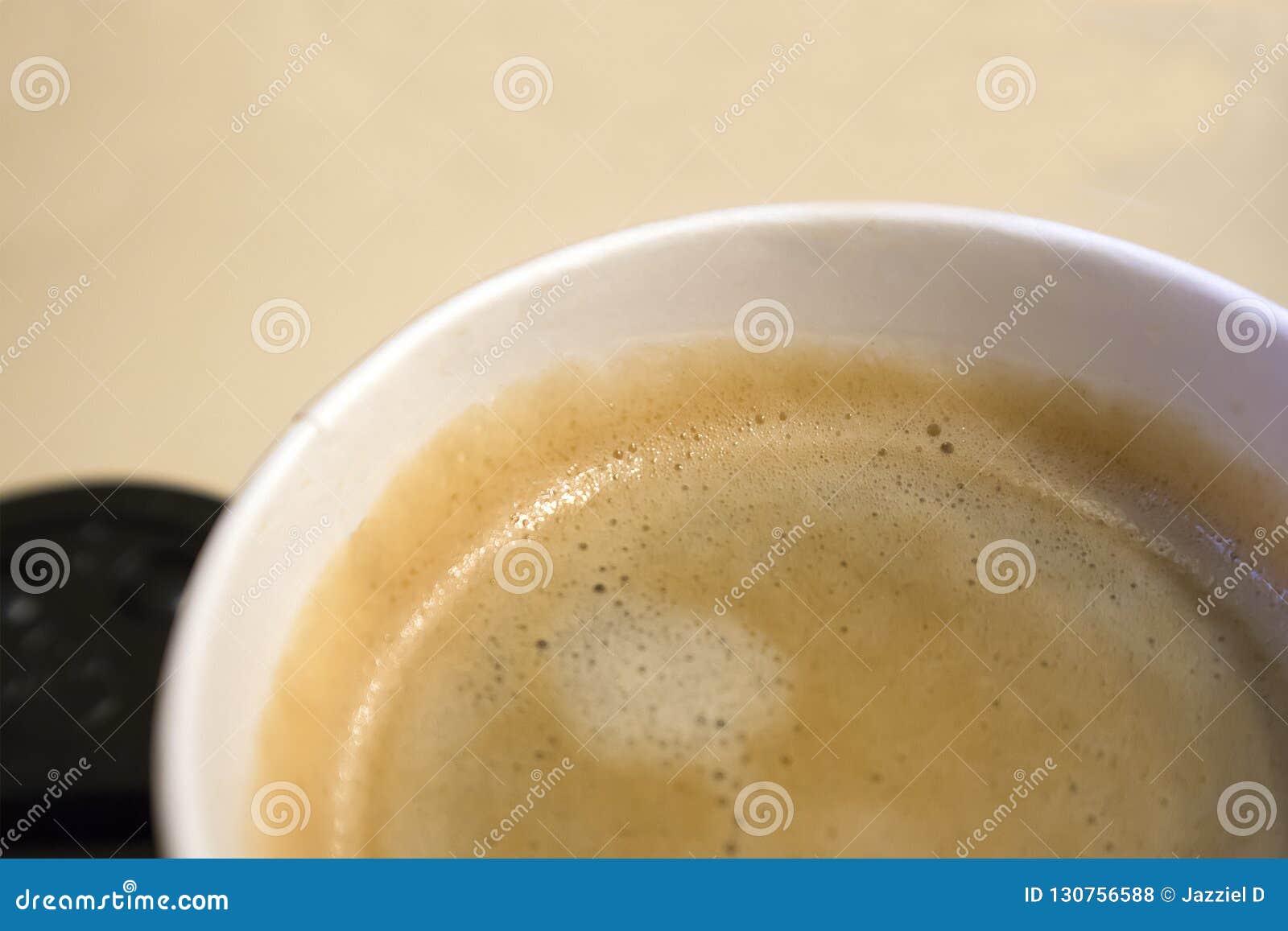 Closeup Top View of One-off Cup of Coffee with Foam Stock Photo - Image ...