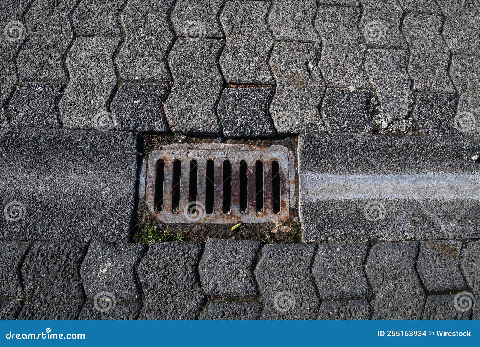 Closeup of a Small Rectangular Manhole for Rain Water Drainage with ...