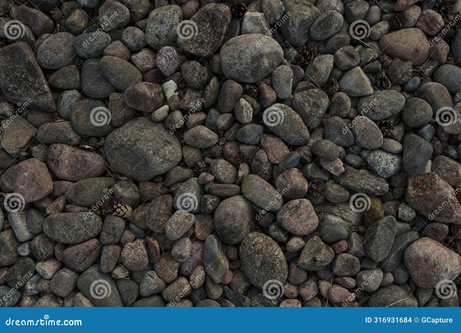 Top View Stones In The River. The Rock Ground Cover Water Backgrounds ...