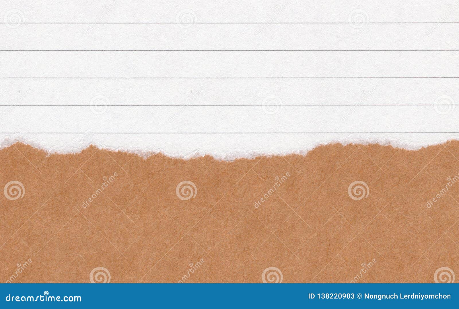 Closeup Torn Lined Paper On Grunge Brown Paper Texture Background. Rip ...