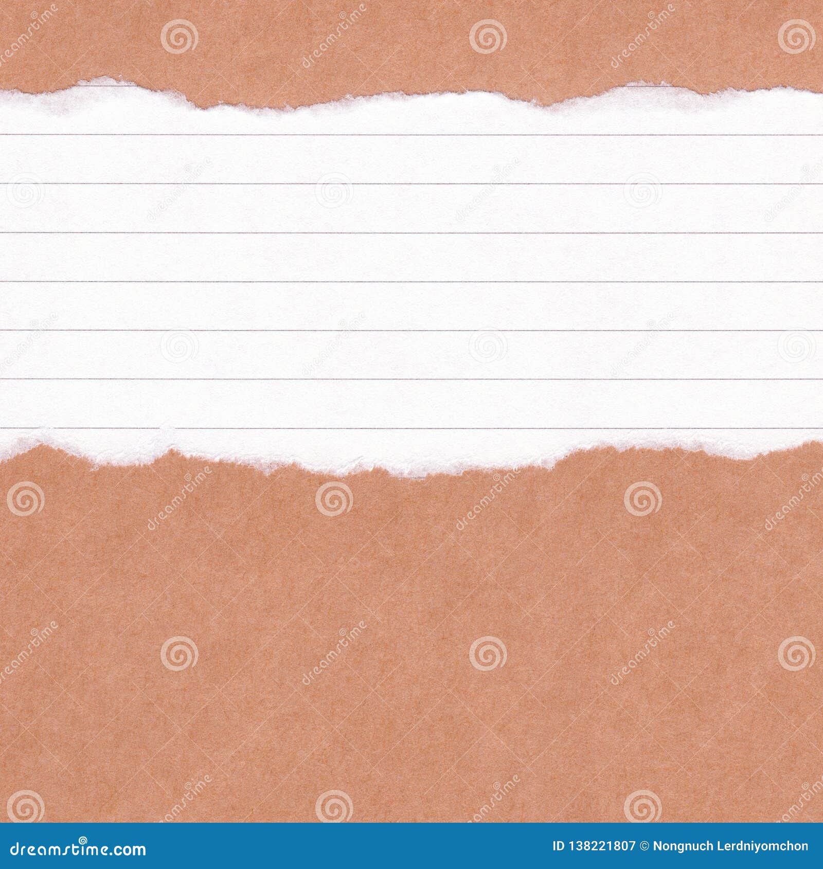 Closeup Torn Lined Paper on Grunge Brown Paper Texture Background. Rip ...