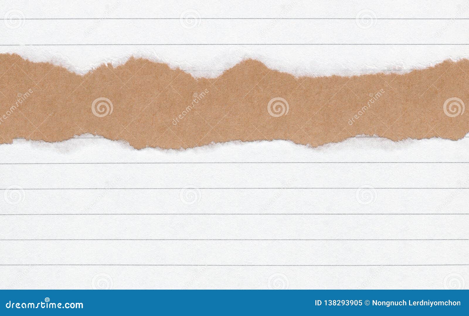 Closeup Torn Lined Paper on Grunge Brown Paper Texture Background. Rip ...