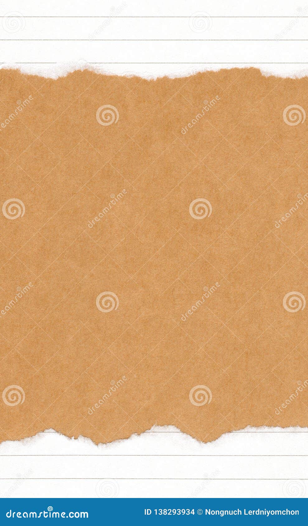 Closeup Torn Lined Paper On Grunge Brown Paper Texture Background. Rip ...