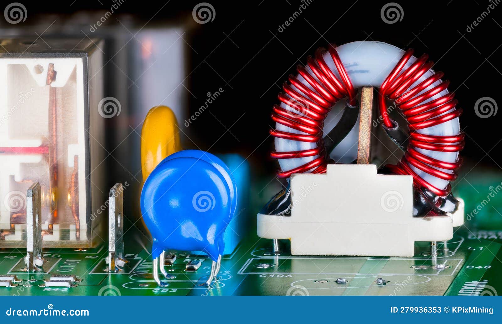 Closeup of Toroidal Core Coil in Electronic Printed Circuit Board on ...