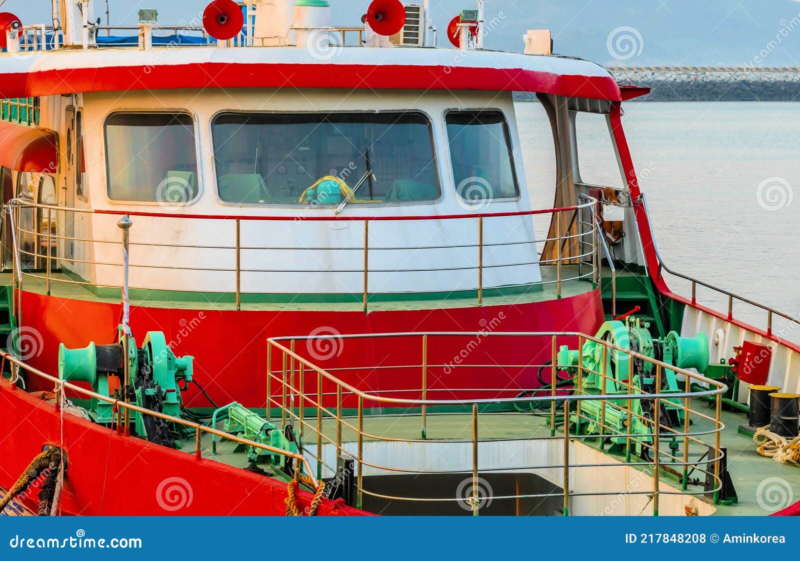 Closeup of Tour Boat Front Deck Stock Photo - Image of maritime ...