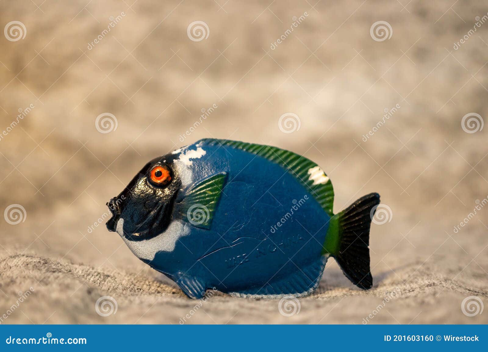 Closeup of a Toy Figurine of a Blue Fish Stock Photo - Image of gray ...