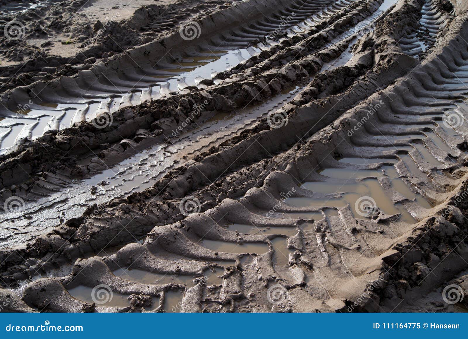 Tractor tracks in mud stock image. Image of texture - 111164775