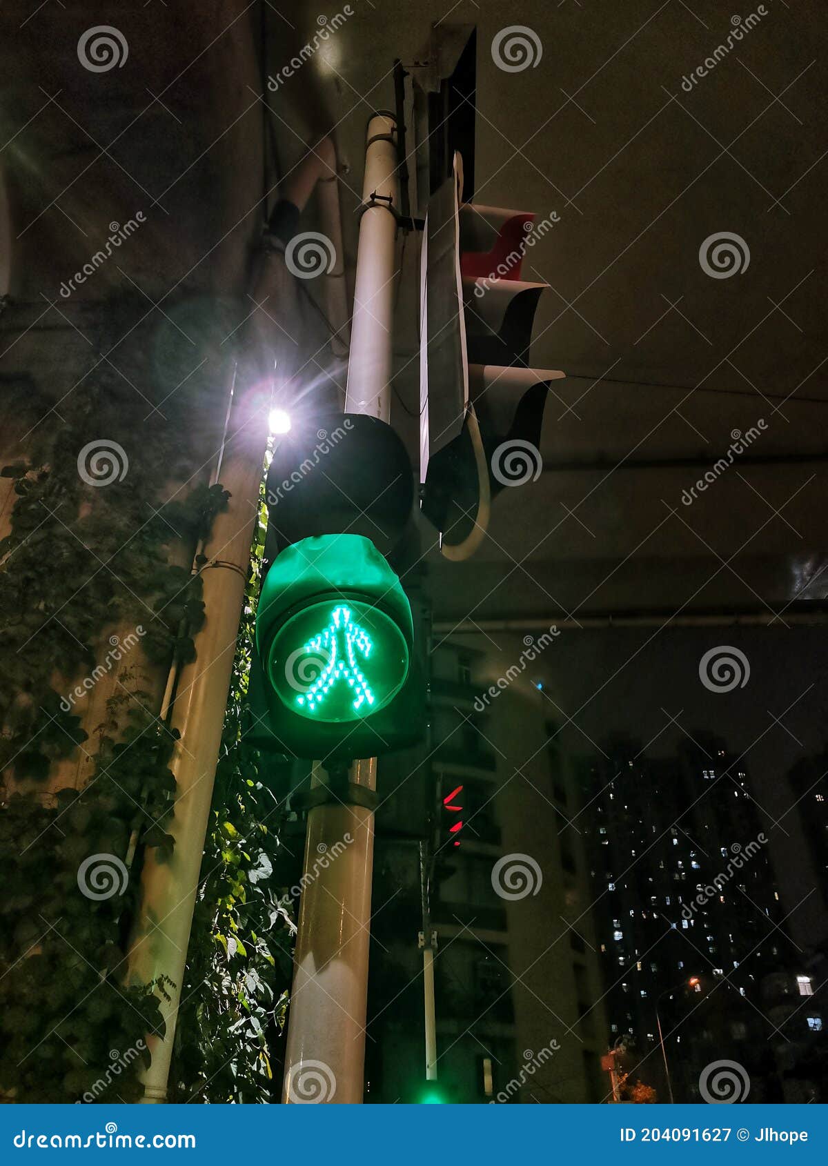 Traffic light at night stock image. Image of closeup - 204091627