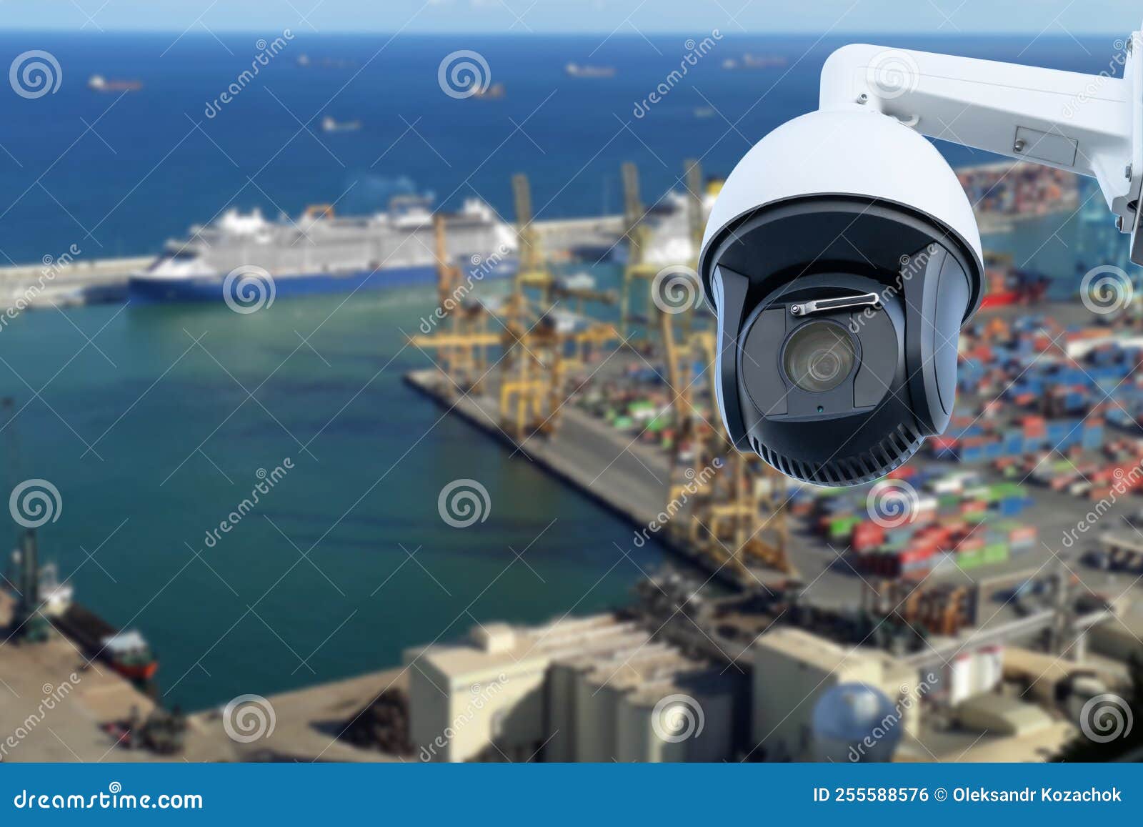 Closeup of Traffic Security Camera Surveillance (CCTV) on the Port ...