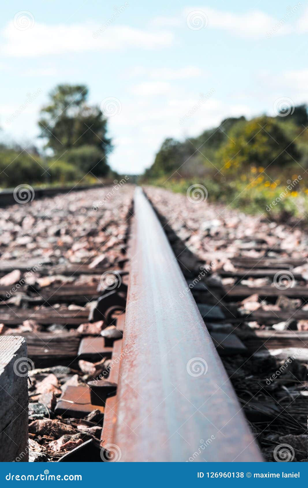 Closeup on a train rails stock photo. Image of long - 126960138