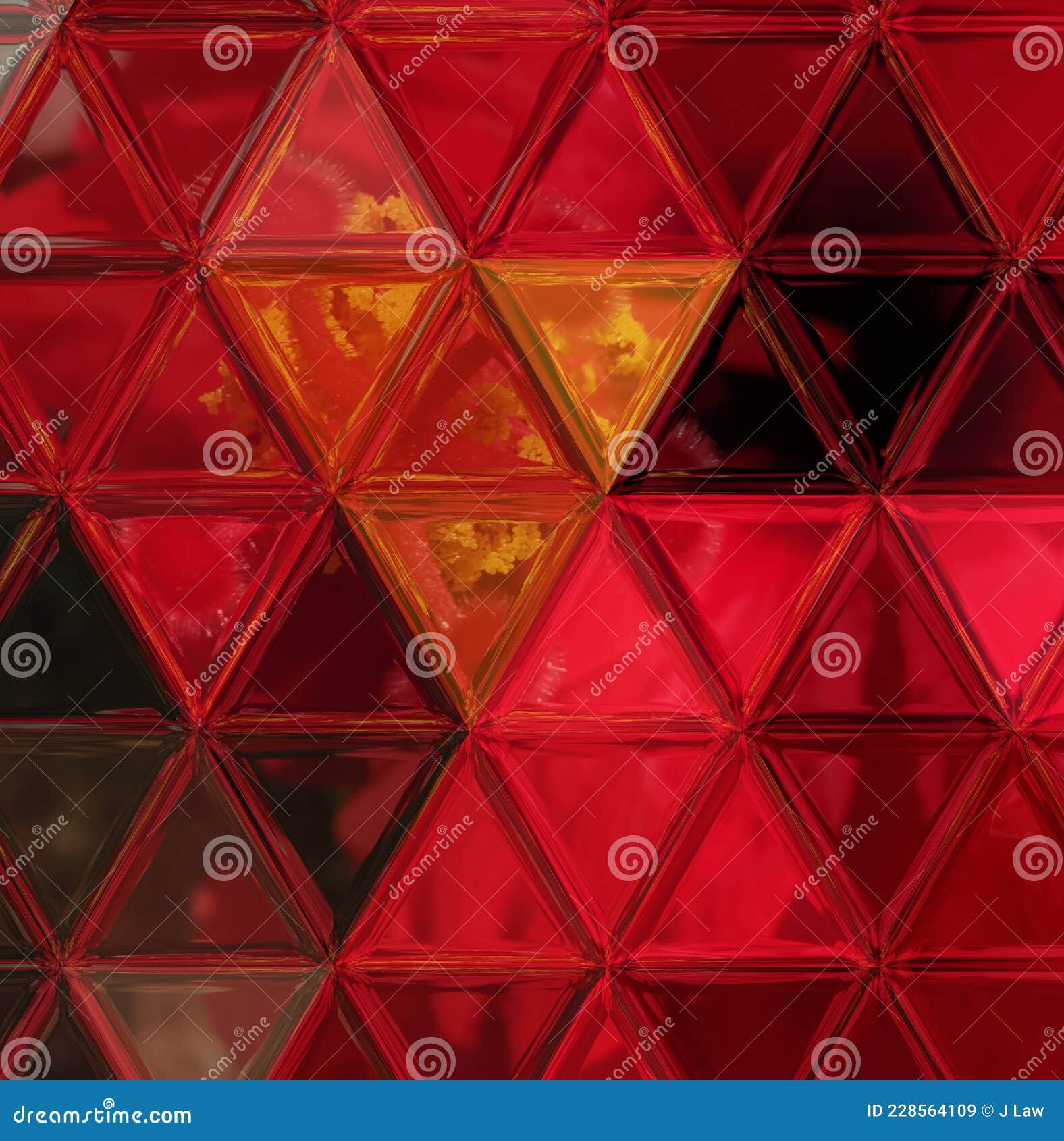 Closeup of Translucent Triangular Mosaic Tiles in Many Shades of Red ...