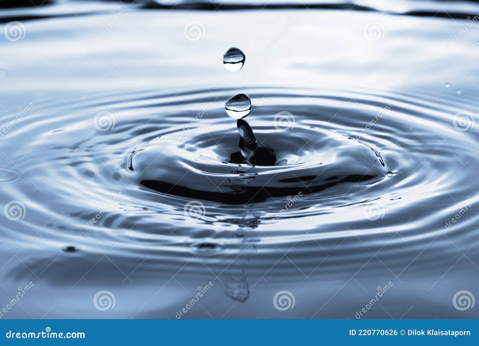 Closeup of Transparent Water Droplet on Water Ring Surface , Natural ...