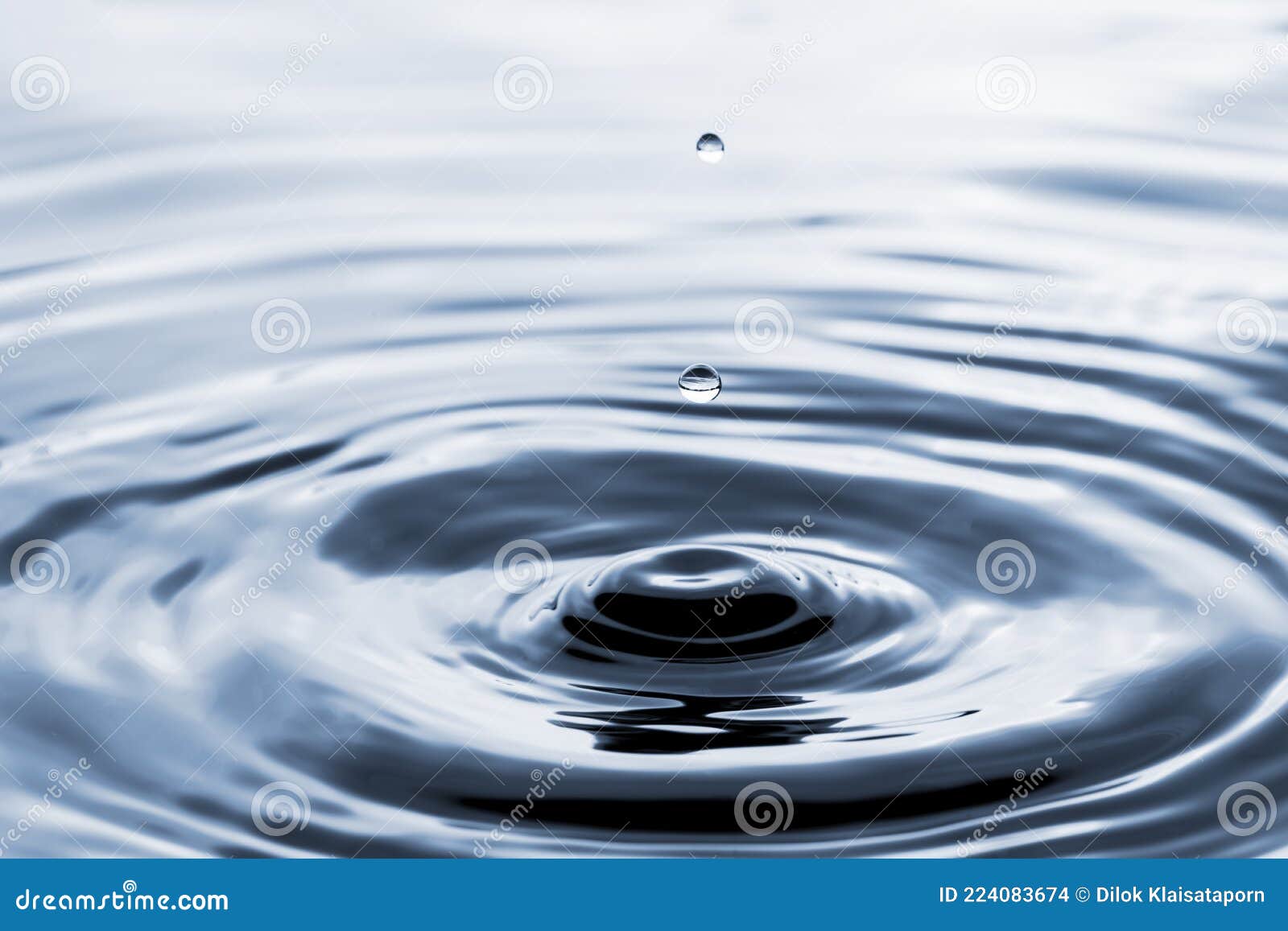 Closeup of Transparent Water Droplet on Water Ring Surface , Natural ...
