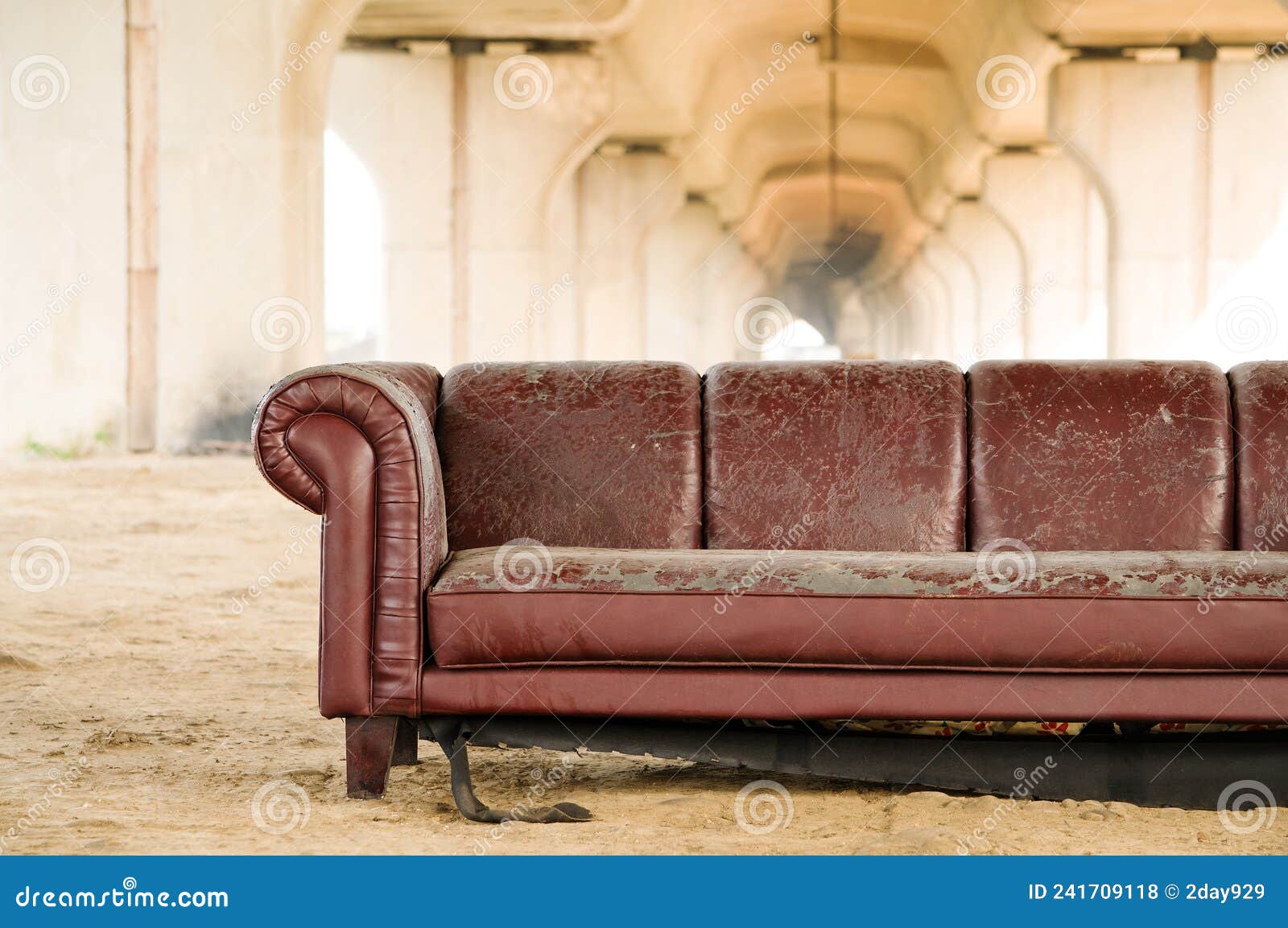 Trashed Sofa Under Overpass, Design Architecture Stock Photo - Image of ...