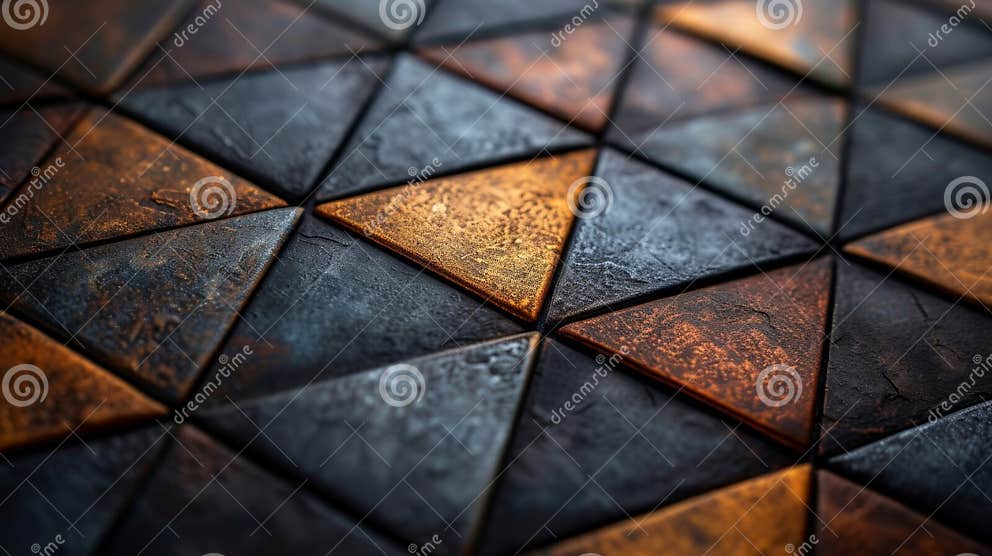 Closeup of a Triangular Grid Composition with a Metallic Finish Stock ...