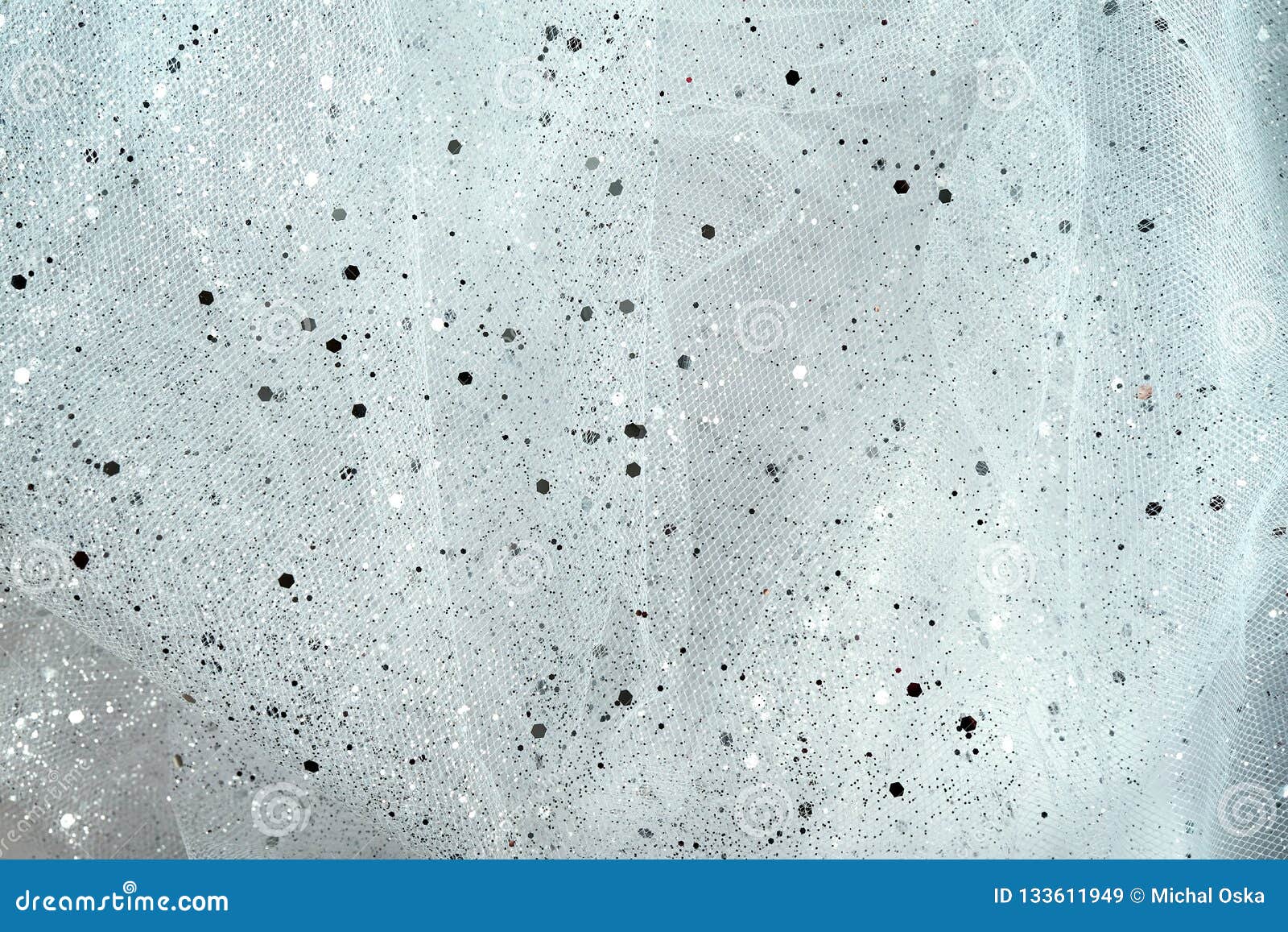 Closeup on a Tulle Silver and White Brocade Background Stock Image ...