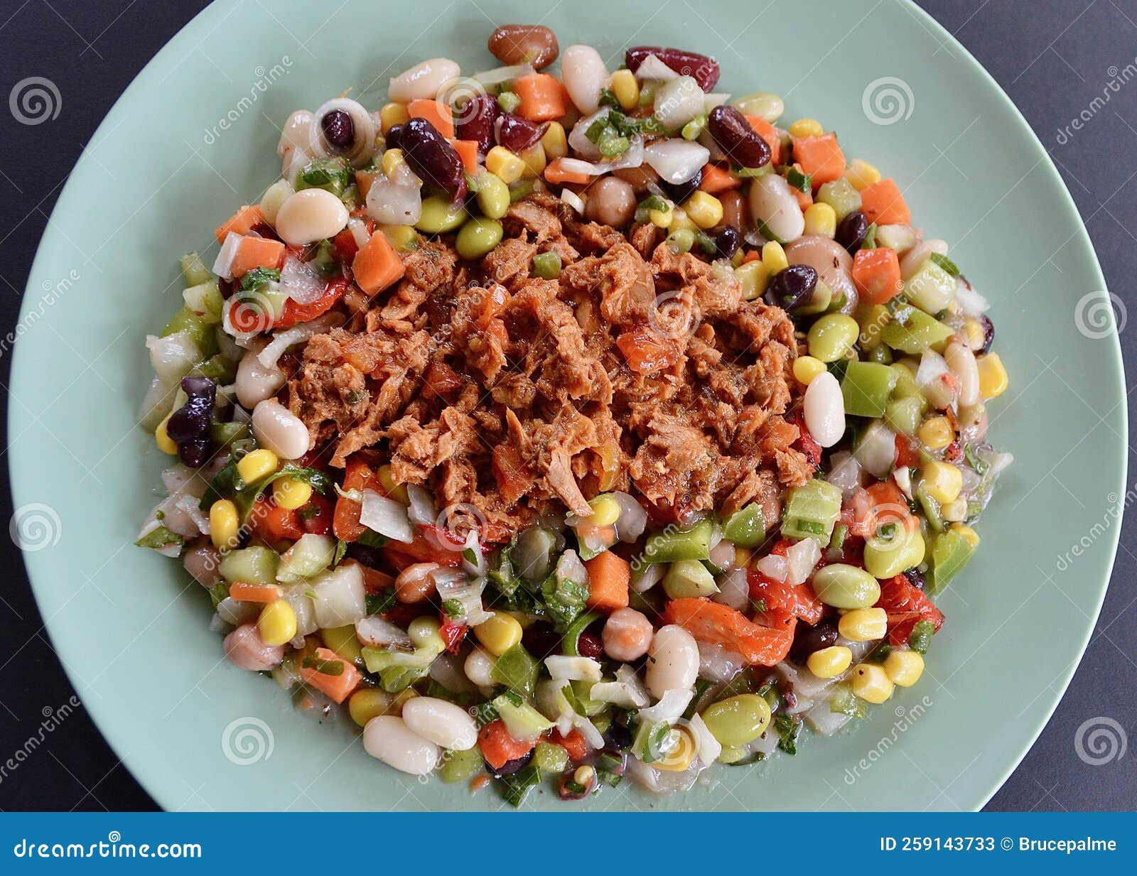 Tomato and Basil Tuna with Mixed Beans Stock Image - Image of tomato ...