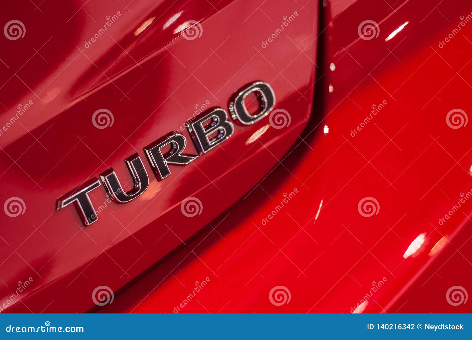 Turbo sign on red car stock photo. Image of chrome, drive - 140216342