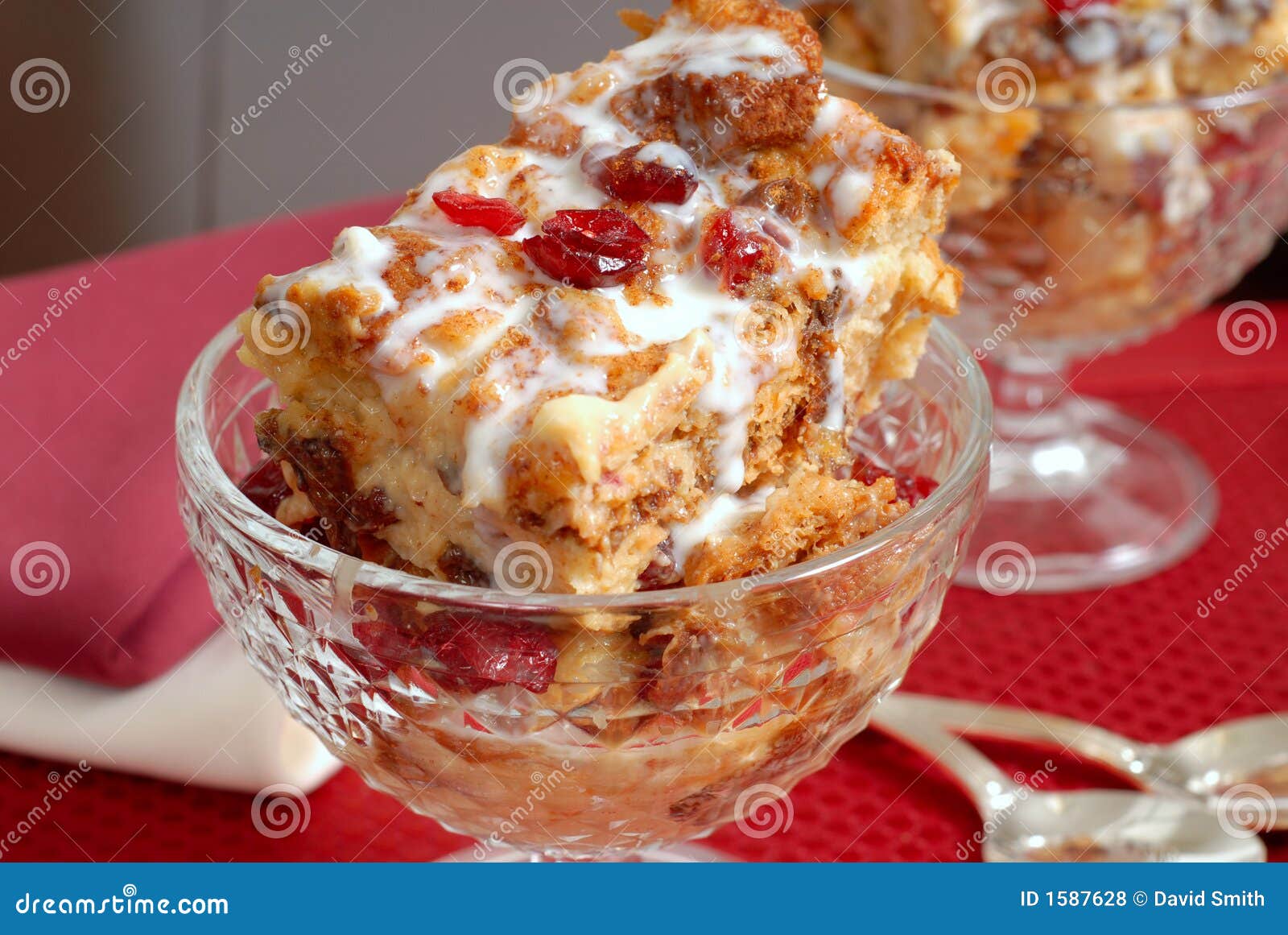 Closeup of Two Crystal Goblets Filled with Italian Panettone Cranberry ...