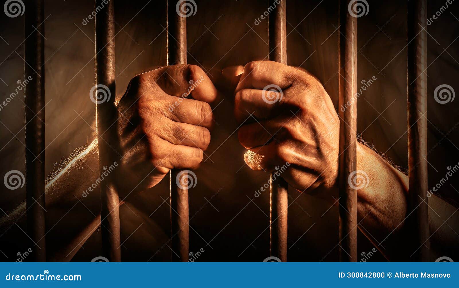 Closeup of Two Hands Inside a Prison Holding the Cage Bars - Generative ...