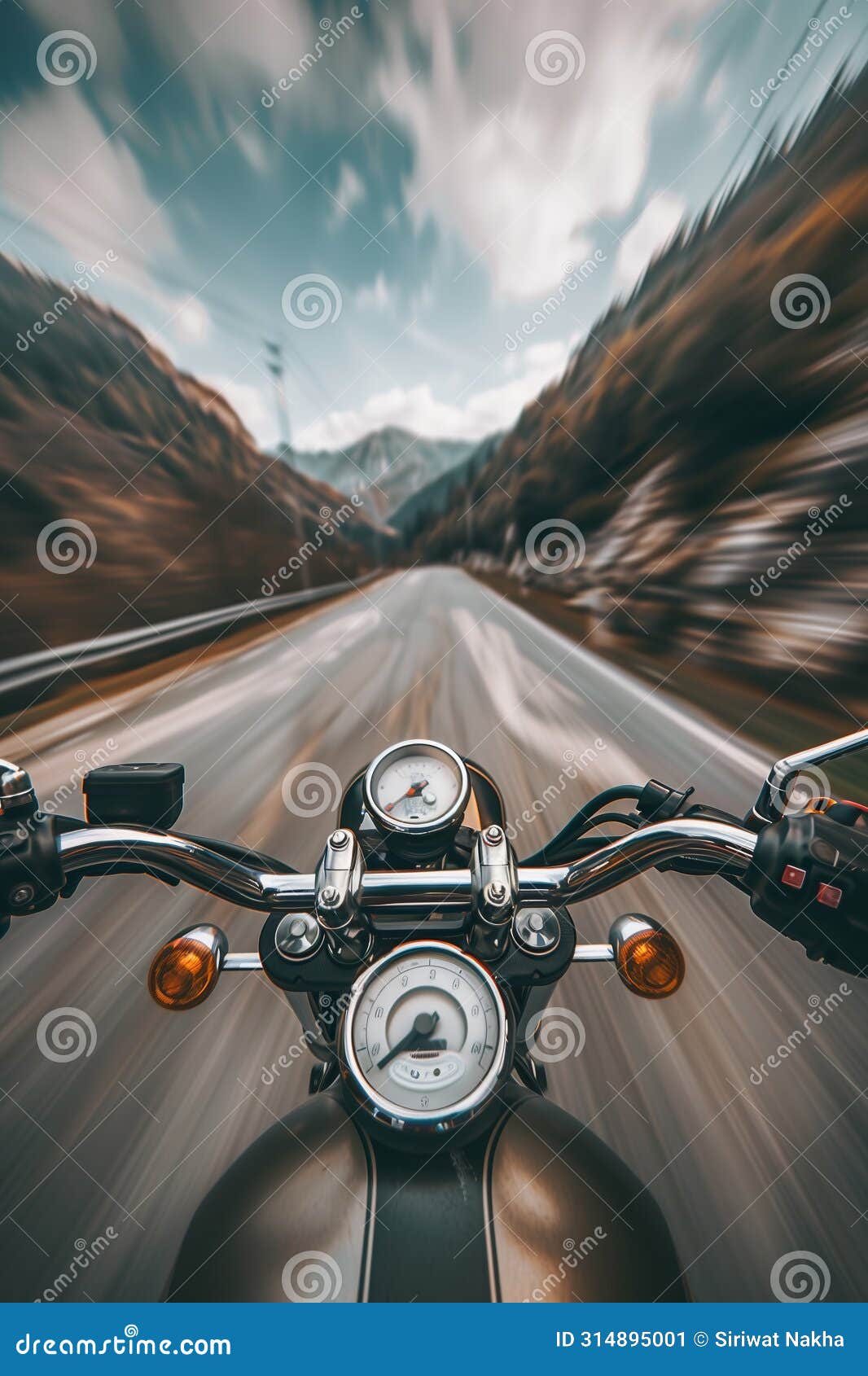 Closeup of Two Hands on Motorcycle Handlebars, Motorcyclist on Paved ...