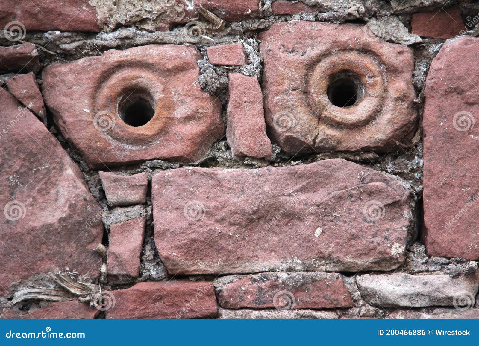 Closeup of Two Holes on a Brick Wall Stock Photo - Image of pattern ...