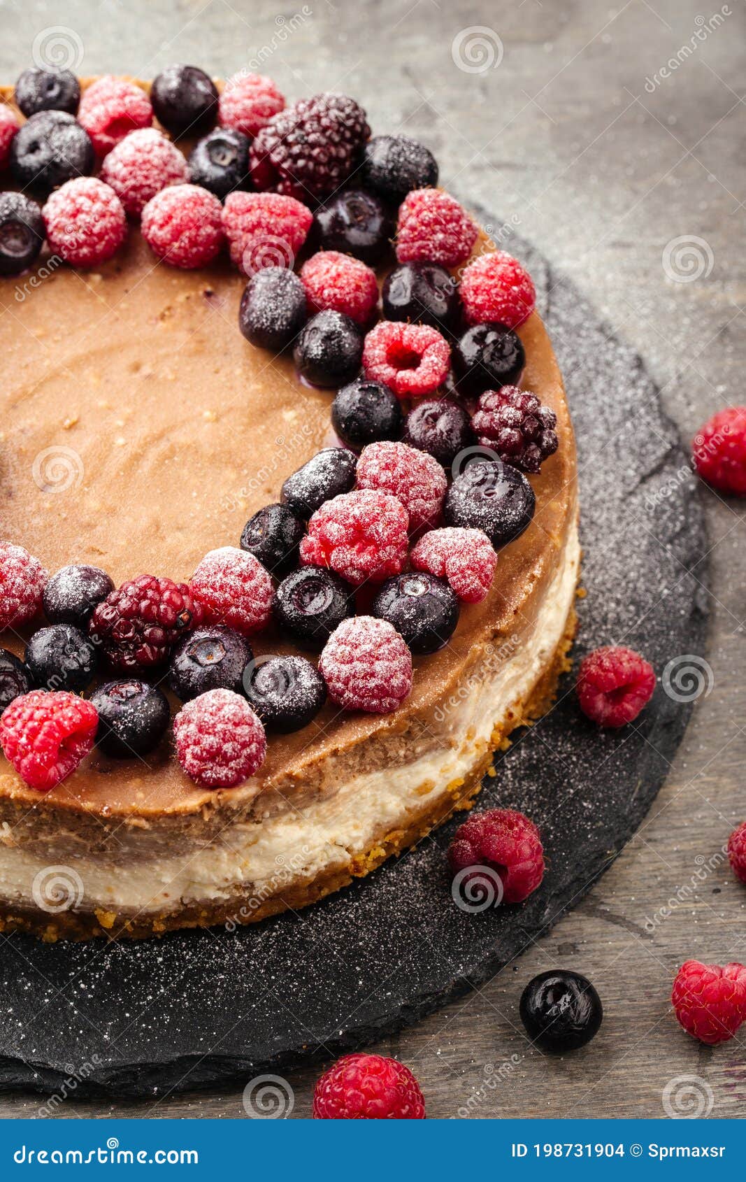 Two-layer Cheesecake Decorated with Berries Stock Photo - Image of ...
