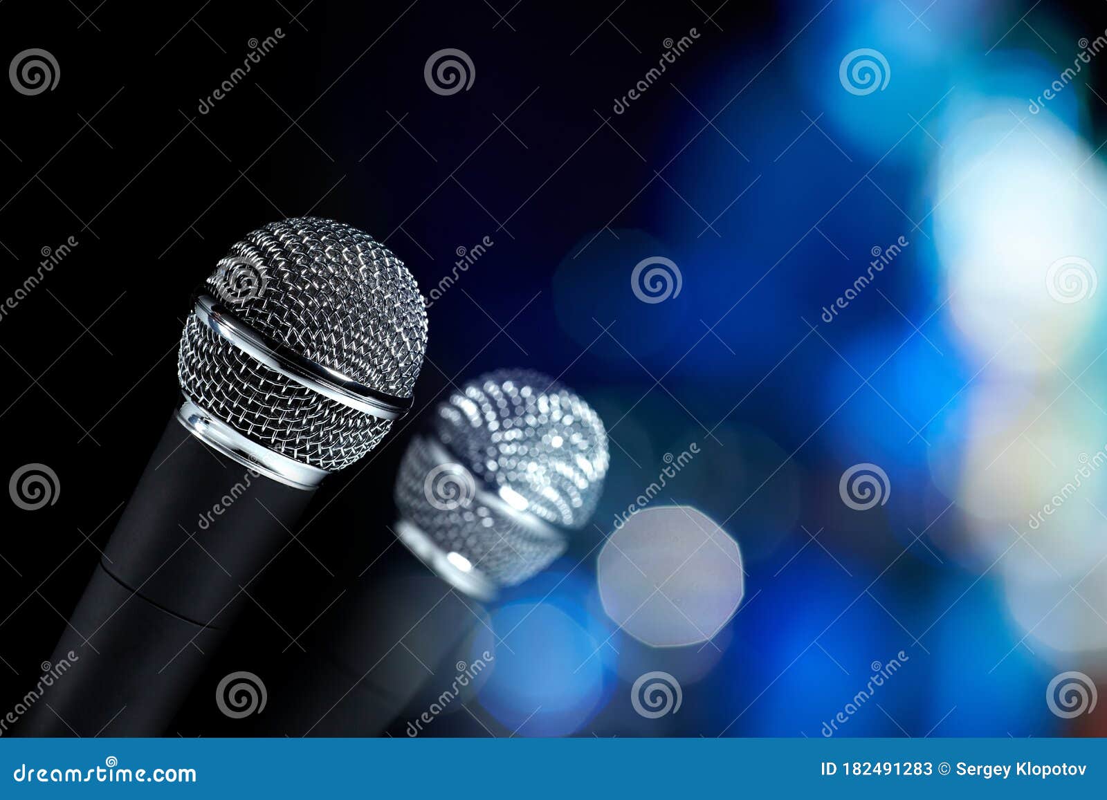 Closeup of Two Modern Microphones Stock Image - Image of modern, grid ...